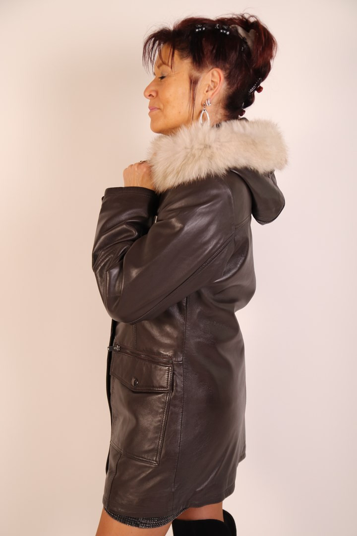 VESTE PARKA CUIR FEMME : PEANIA